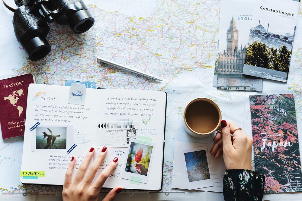 Travel planning maps, coffee, and | Free Photo - rawpixel