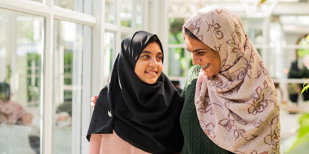 Two muslim girls hijabs smiling, | Premium Photo - rawpixel