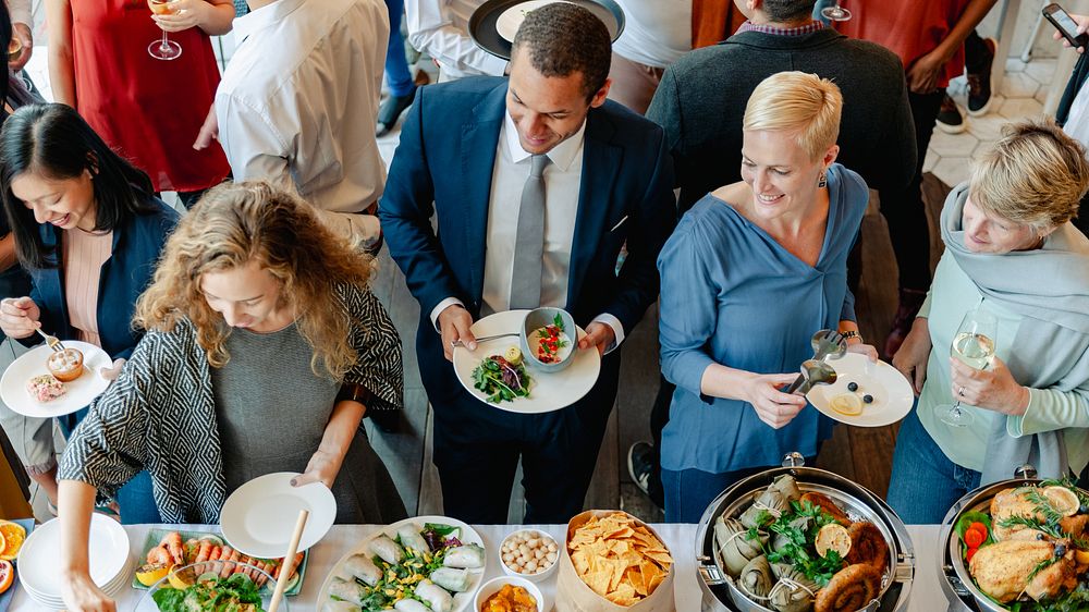 Diverse group enjoying buffet. People | Free Photo - rawpixel