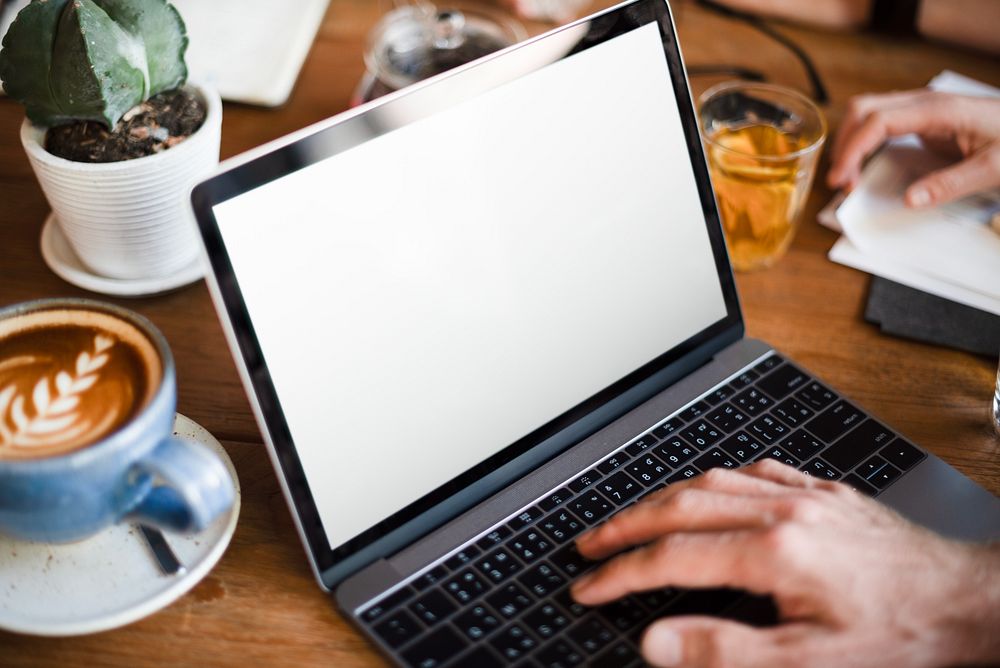 Close-up hands typing laptop blank | Free Photo - rawpixel