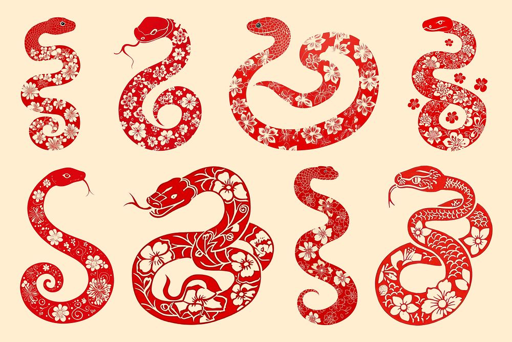 Chinese snake element set | Free Photo - rawpixel