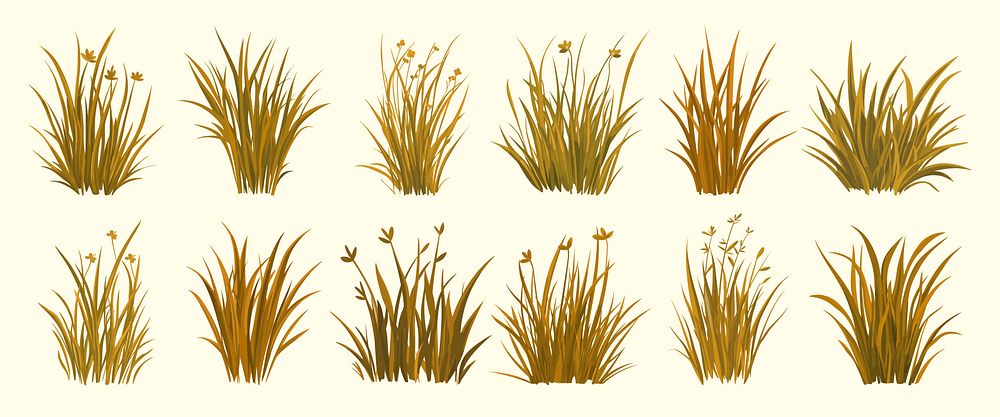 Illustrated golden grass tufts, vector | Premium Photo - rawpixel