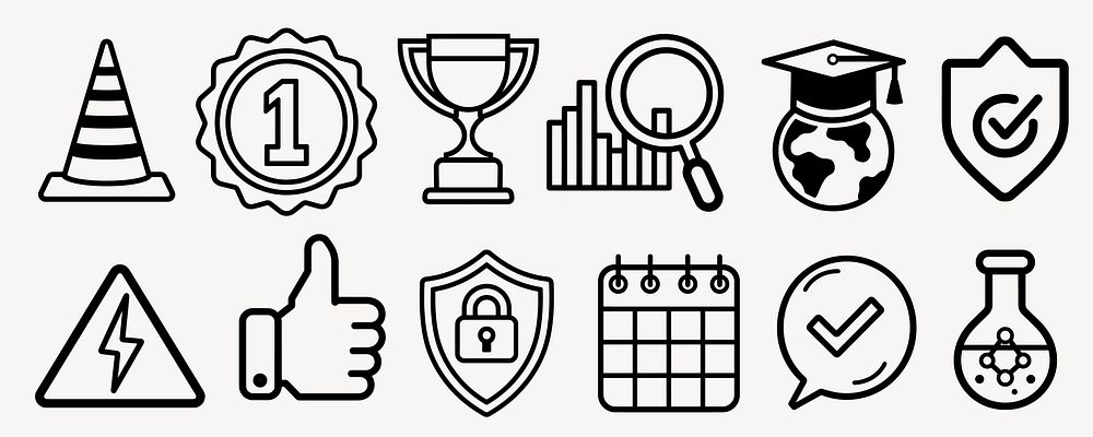 Icons achievement and safety, vector | Premium Vector - rawpixel