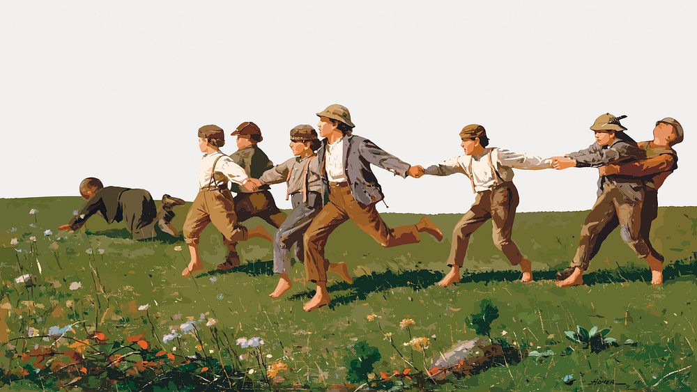 Snap Whip border Winslow Homer's | Free Vector - rawpixel