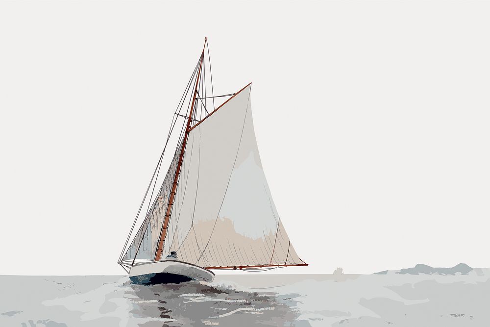 Winslow Homer sailboat border illustration | Free Vector - rawpixel