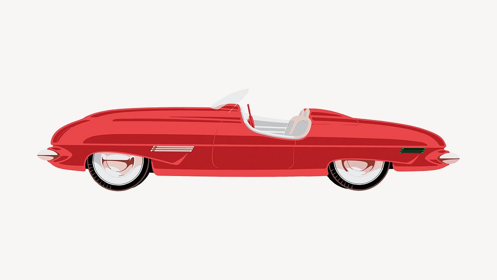 Classic red car vintage illustration, | Free Vector - rawpixel