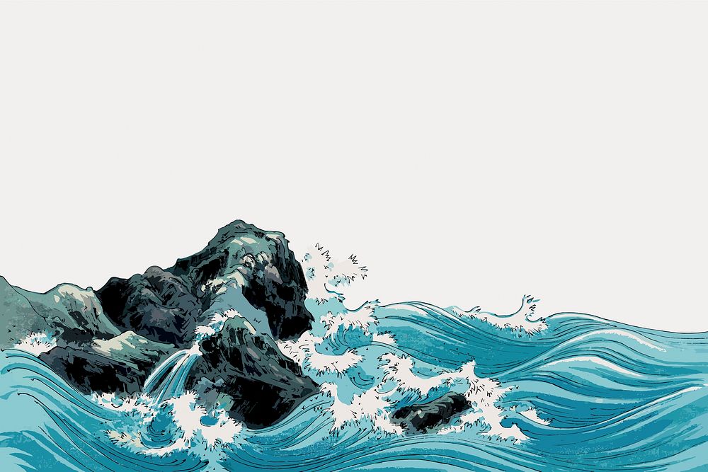 Vintage Japanese ocean wave border | Free Vector - rawpixel