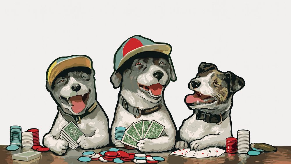 Vintage dogs playing card game | Free Vector - rawpixel