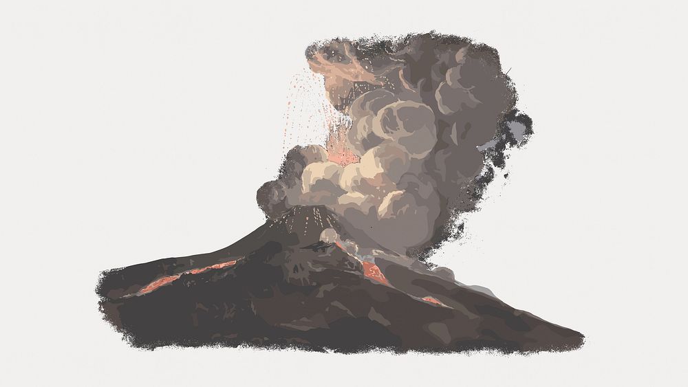 Vesuvius volcano watercolor illustration element | Free Vector - rawpixel