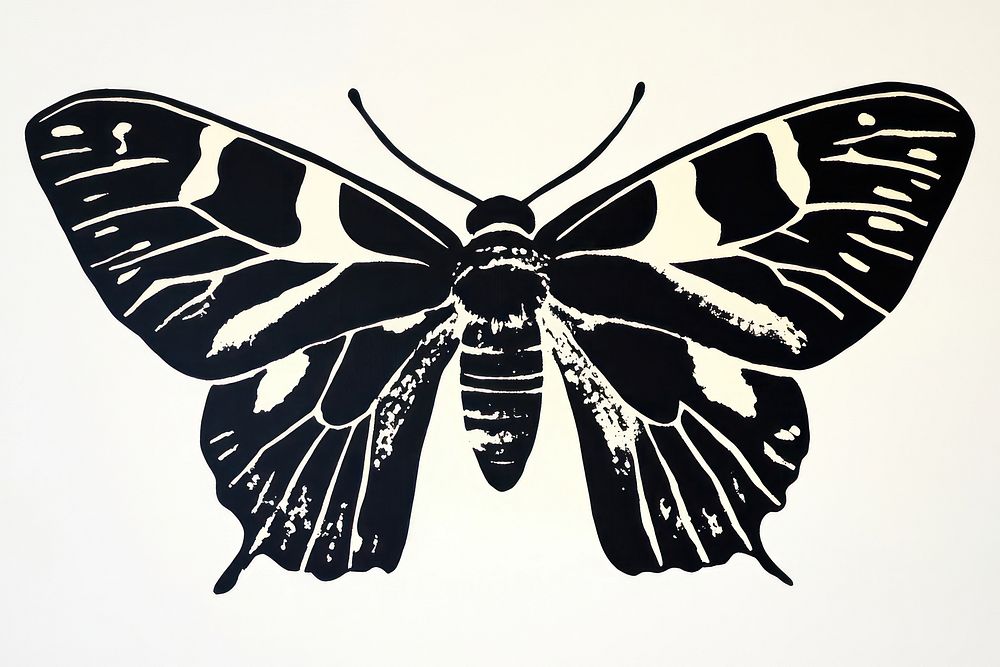 Moth wood block print butterfly | Free Photo Illustration - rawpixel