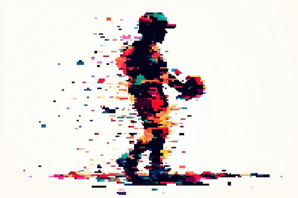 Baseball player pixelated abstract art. | Free Photo Illustration ...
