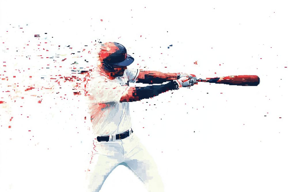 Baseball player pixelated sports action | Free Photo Illustration ...