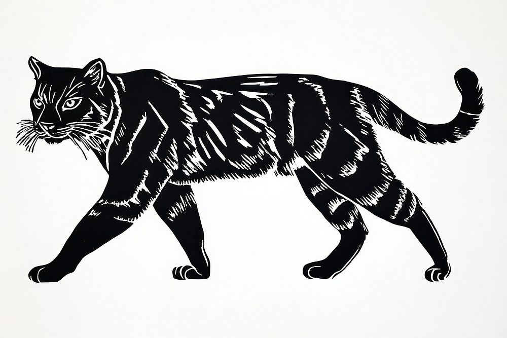 Black panther wood block print | Free Photo Illustration - rawpixel