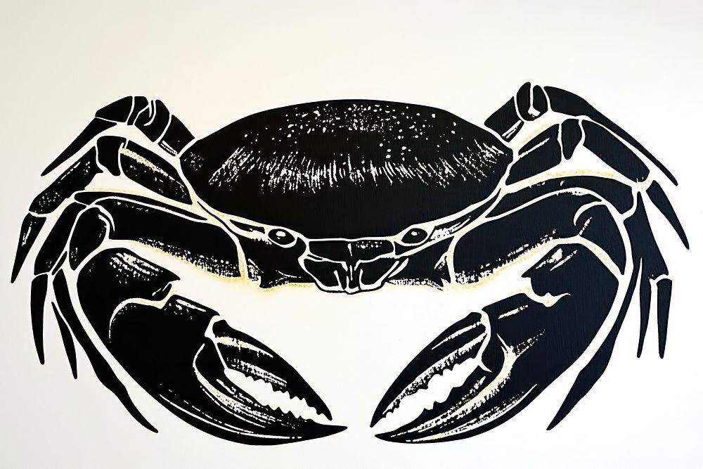 Crab wood block print white | Free Photo Illustration - rawpixel