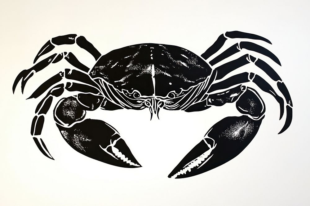 Crab wood block print white | Free Photo Illustration - rawpixel