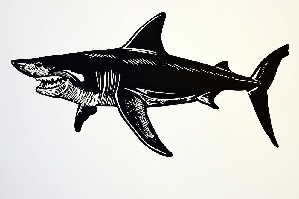 Hammerhead shark wood block print | Free Photo Illustration - rawpixel
