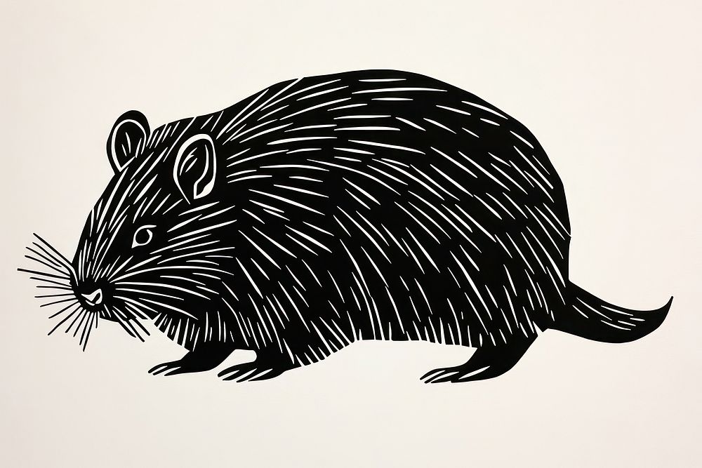 Hamster wood block print animal | Free Photo Illustration - rawpixel