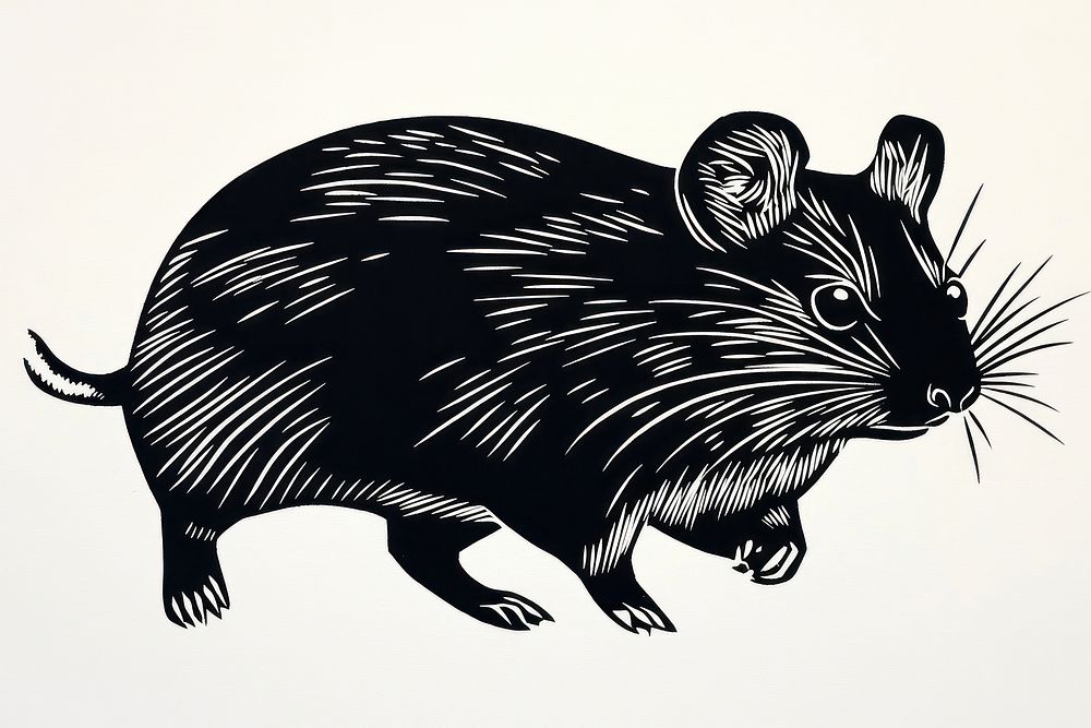 Hamster wood block print animal | Free Photo Illustration - rawpixel