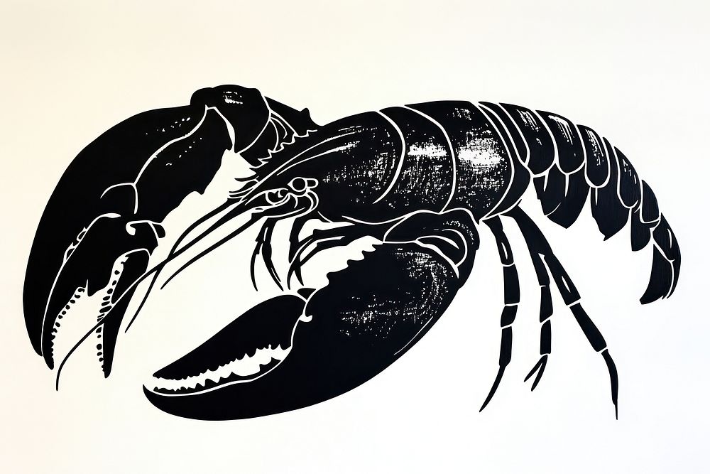 Lobster wood block print white | Free Photo Illustration - rawpixel