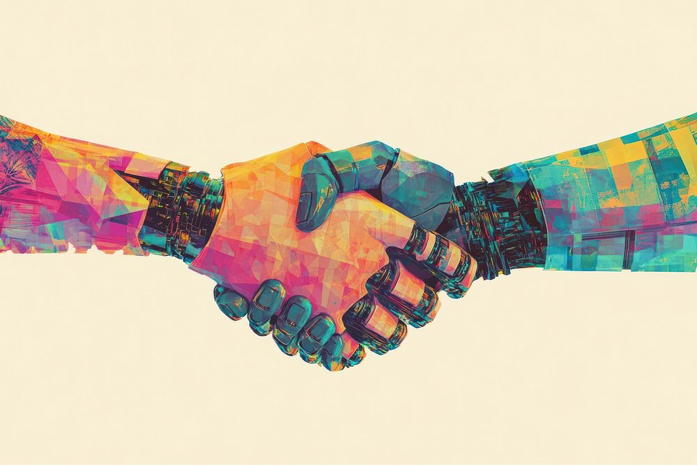 People hand shake robot abstract | Free Photo Illustration - rawpixel