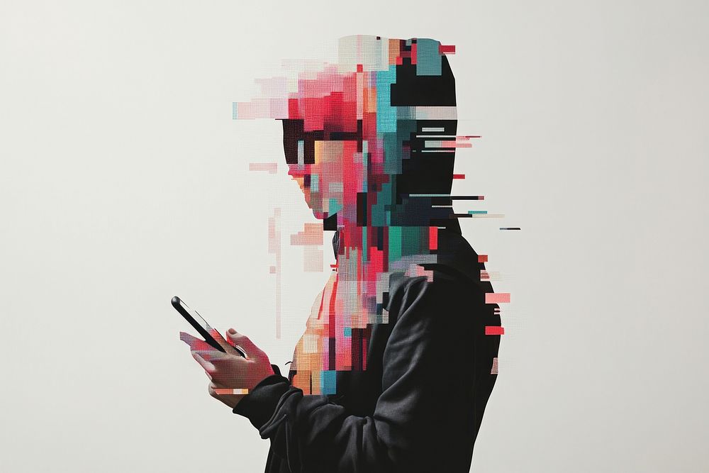 Person phone pixelated abstract image. | Free Photo Illustration - rawpixel
