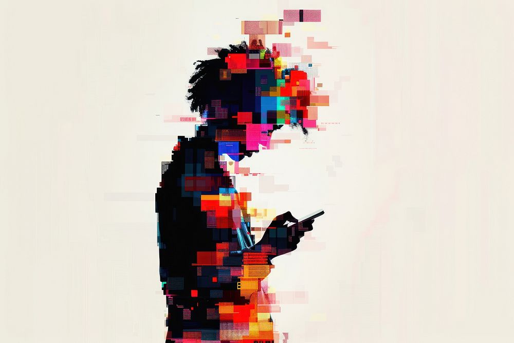 Person phone pixelated abstract art. | Free Photo Illustration - rawpixel