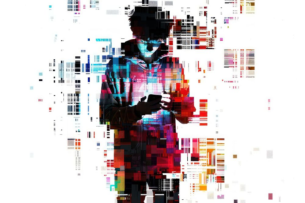 Person phone pixelated abstract pixels. | Free Photo Illustration ...
