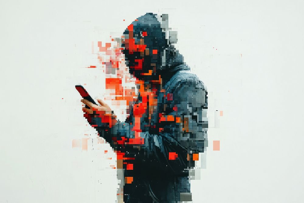 Person phone pixelated abstract pixels. | Free Photo Illustration ...