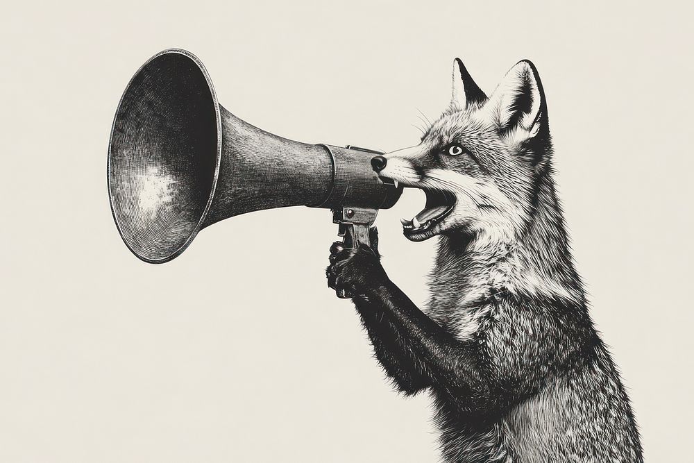 Fox carry big megaphone animal | Free Photo Illustration - rawpixel