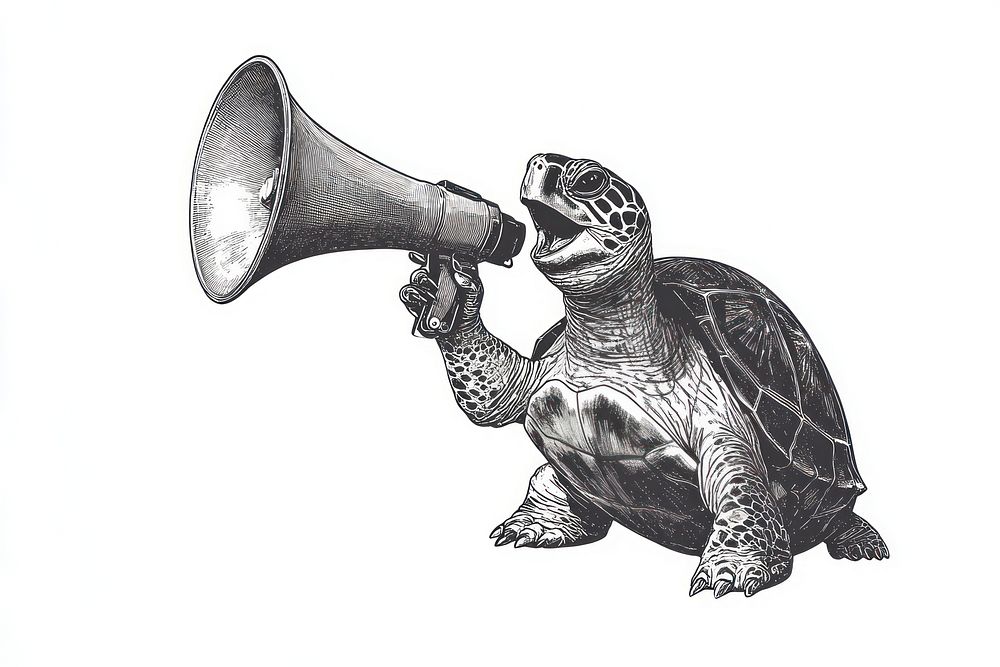 Turttle holding big megaphone animal | Free Photo Illustration - rawpixel