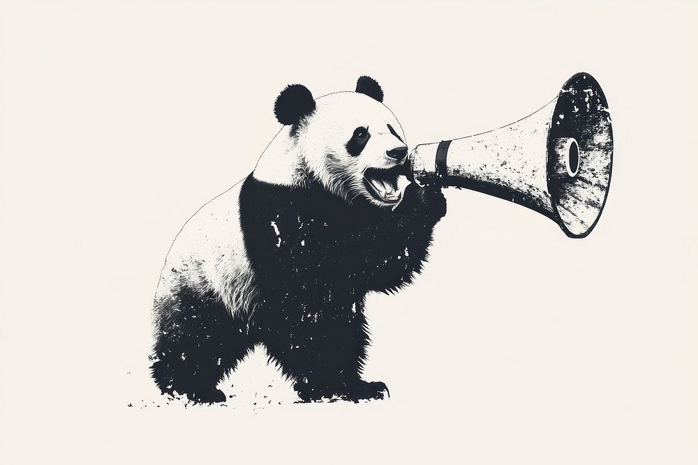 Panda carry big megaphone animal | Free Photo Illustration - rawpixel