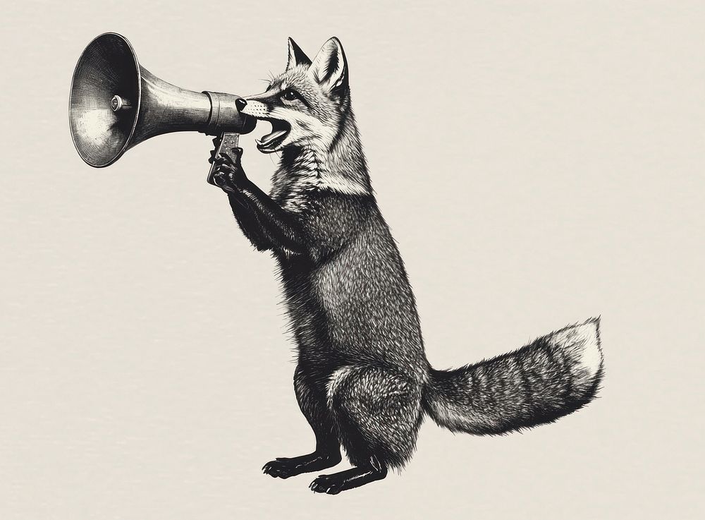 Fox carry big megaphone animal | Free Photo Illustration - rawpixel