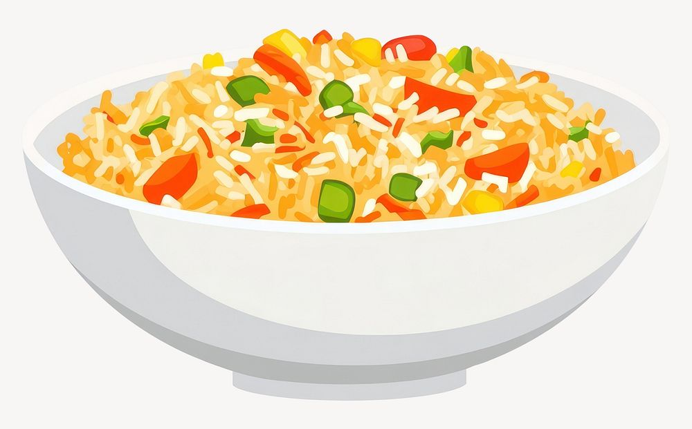 Fried rice illustration vegetables white | Free Vector - rawpixel