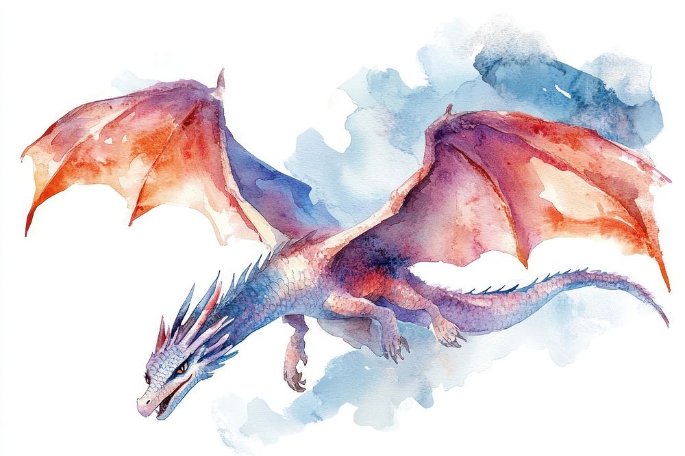Dragon dragon watercolor fantasy. | Free Photo Illustration - rawpixel