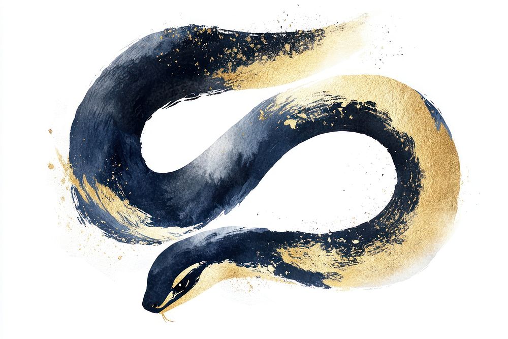 Blue-gold snake illustration brushstroke watercolor. | Free Photo ...