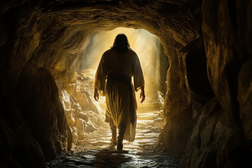 Jesus walking cave light illuminated | Free Photo - rawpixel