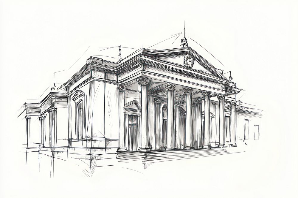 Classical Architecture drawing sketch architecture. | Free Photo ...