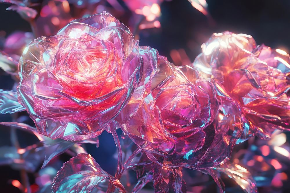 Pink roses flower illuminated iridescent. | Free Photo - rawpixel