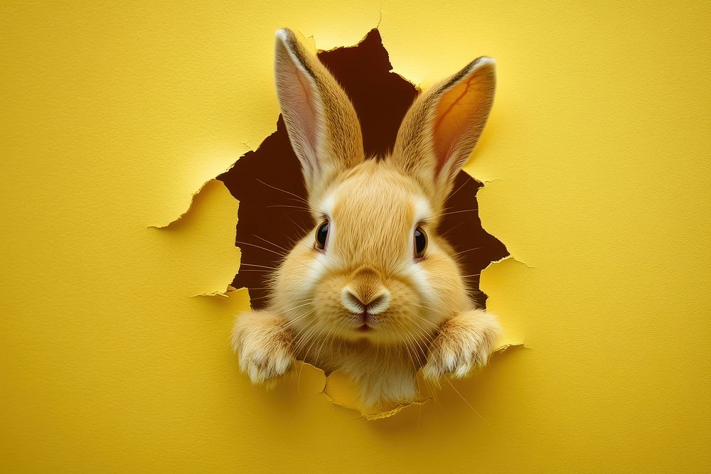Bunny peeking rabbit animal yellow | Free Photo - rawpixel
