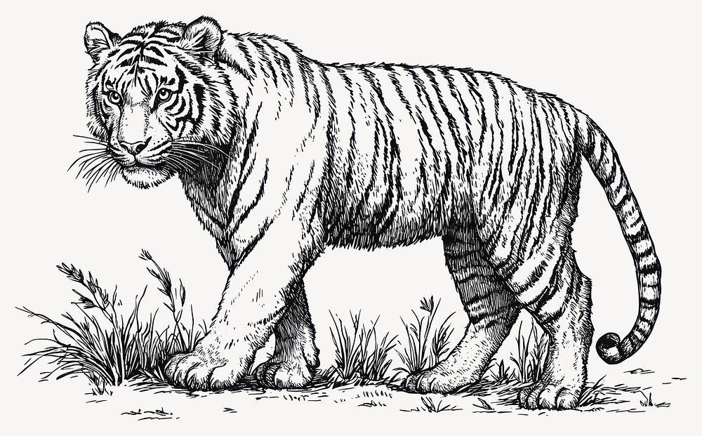 Tiger art wildlife drawing vector | Free Vector - rawpixel