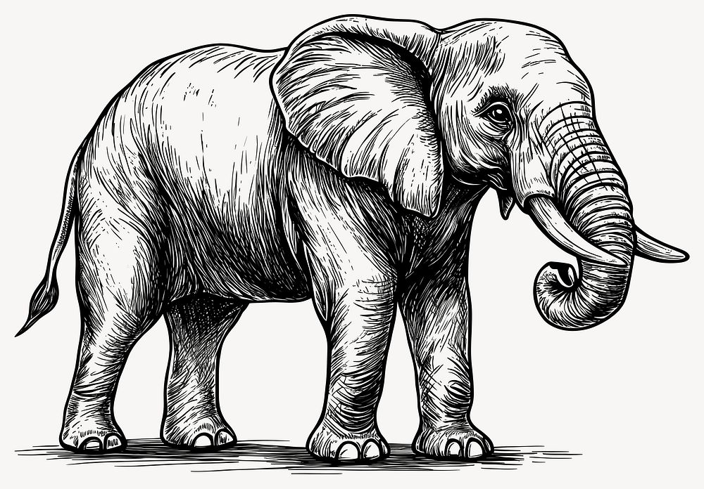 Elephant art wildlife drawing vector | Free Vector - rawpixel