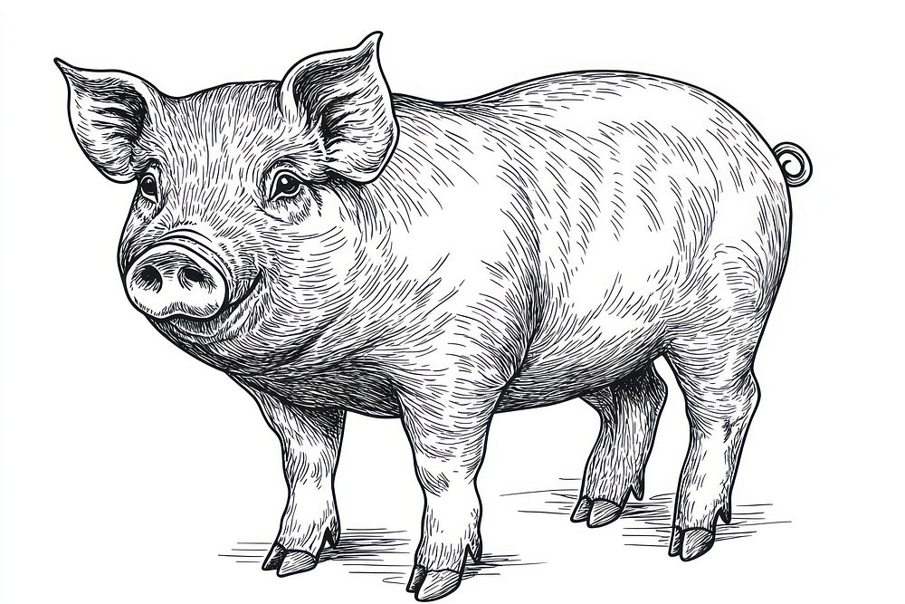Pig art drawing animal | Free Photo Illustration - rawpixel