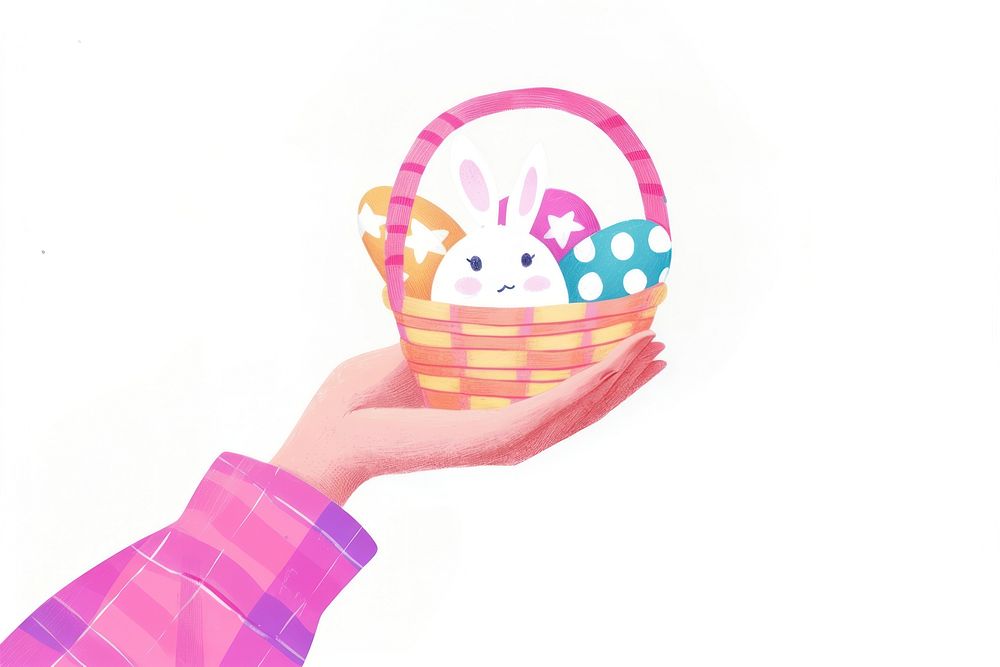 Hand holding easter basket illustration | Free Photo Illustration - rawpixel