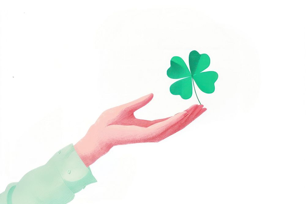 Hand holding clover illustration green | Free Photo Illustration - rawpixel