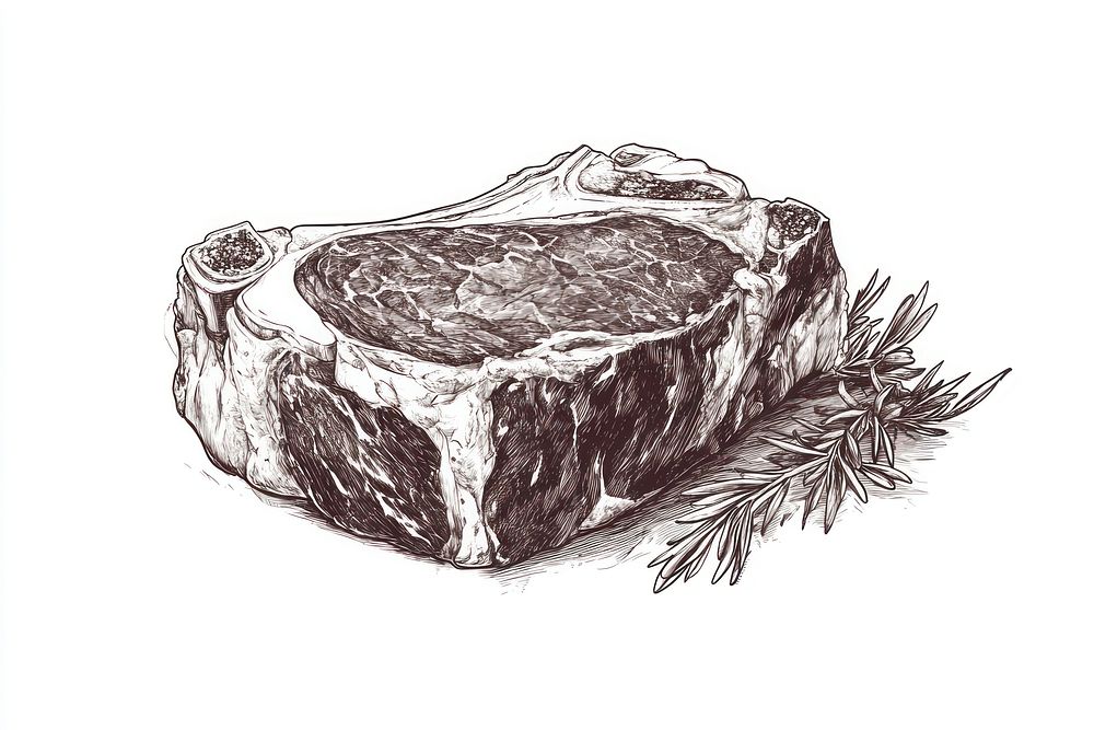 Raw beef steak drawing sketch | Free Photo Illustration - rawpixel