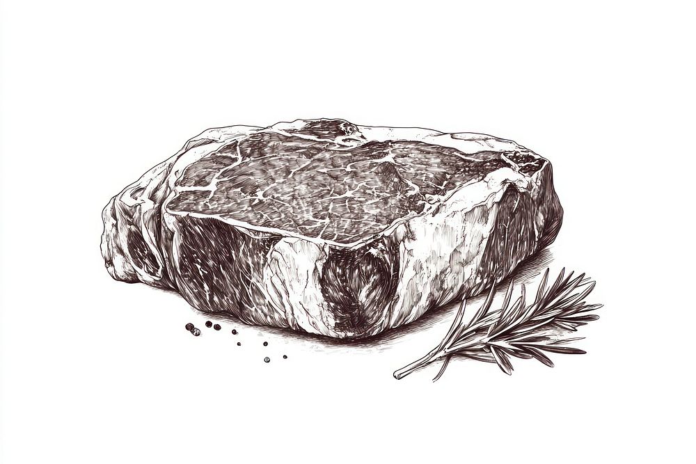Raw beef steak drawing illustration | Free Photo Illustration - rawpixel