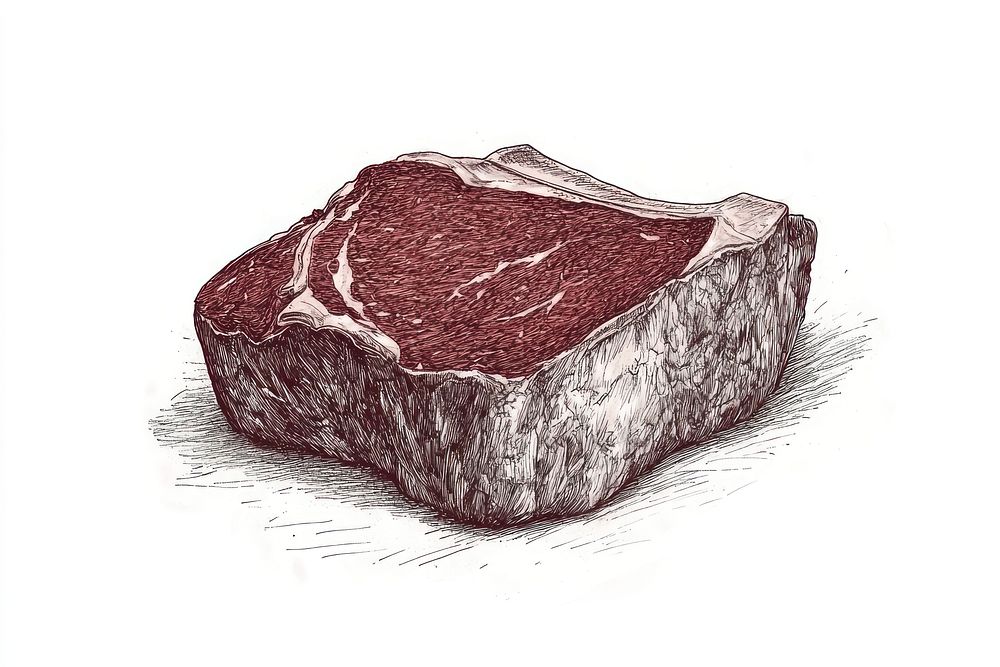Raw beef steak drawing illustration | Free Photo Illustration - rawpixel