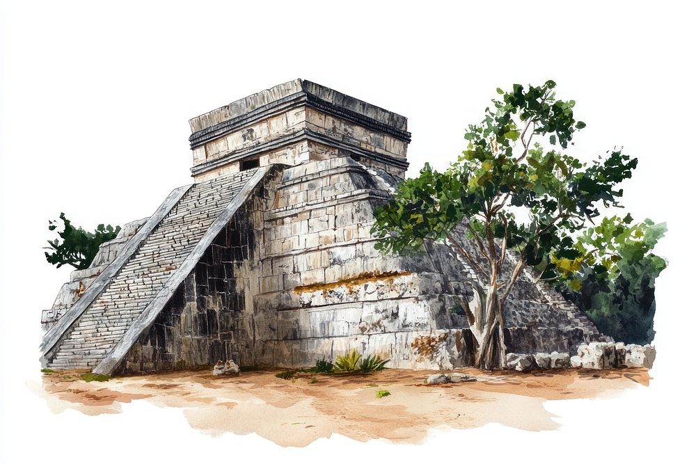 Chichen itza landmark illustration architecture. | Free Photo ...
