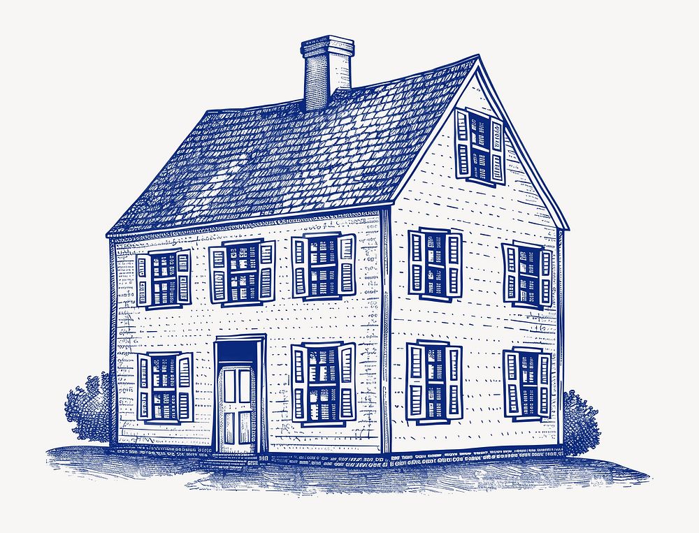 Hand drawn Colonial house drawing | Free Vector - rawpixel