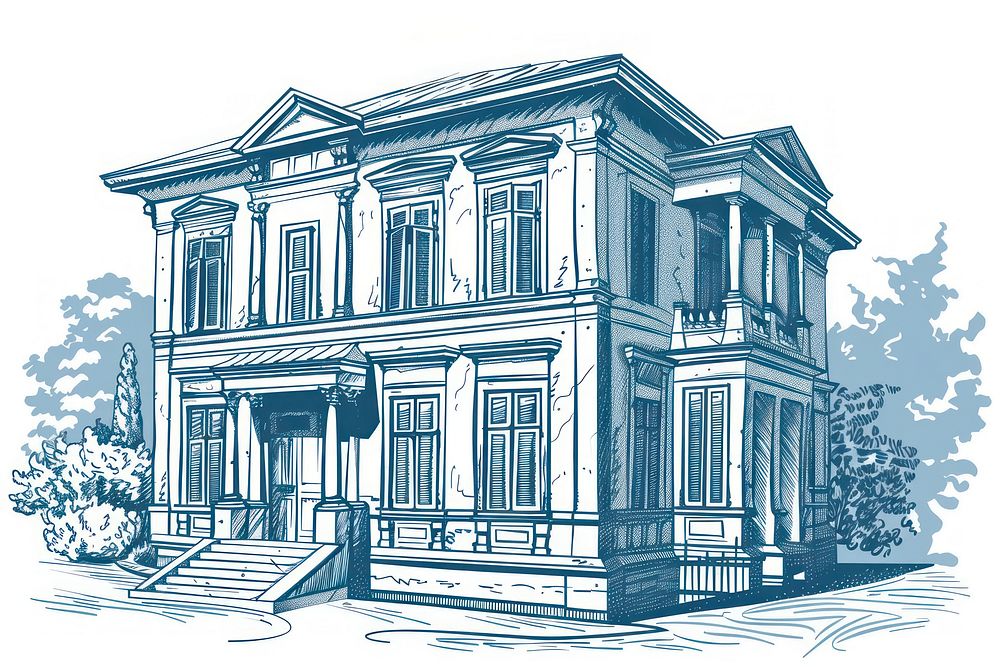 Vintage Villa drawing architecture illustration | Free Photo ...